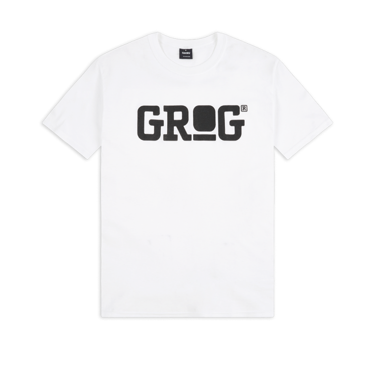 GROG® – Classic Logo T-shirt – White/Black Short Sleeves